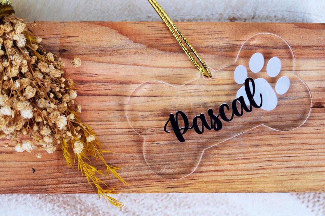 Custom Acrylic Dog Bone Ornament, Personalized Bauble, Acrylic Ornament ...