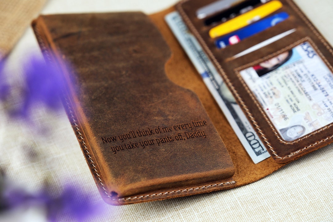 Custom Leather Phone Wallet Case Personalized Phone Cover Gift for Men ...