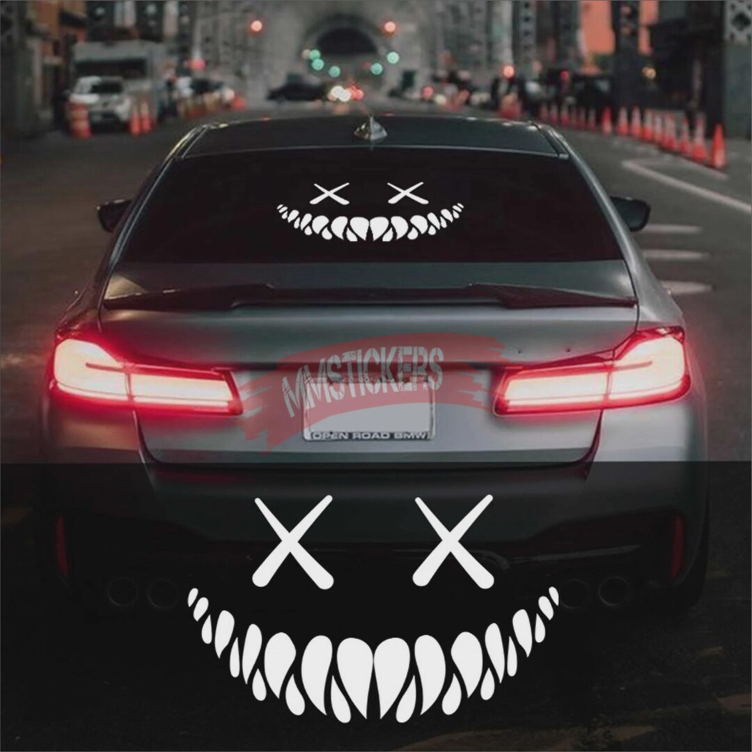 Creepy Smile Car Decal – Rear Window Sticker With Eyes and Teeth - Etsy
