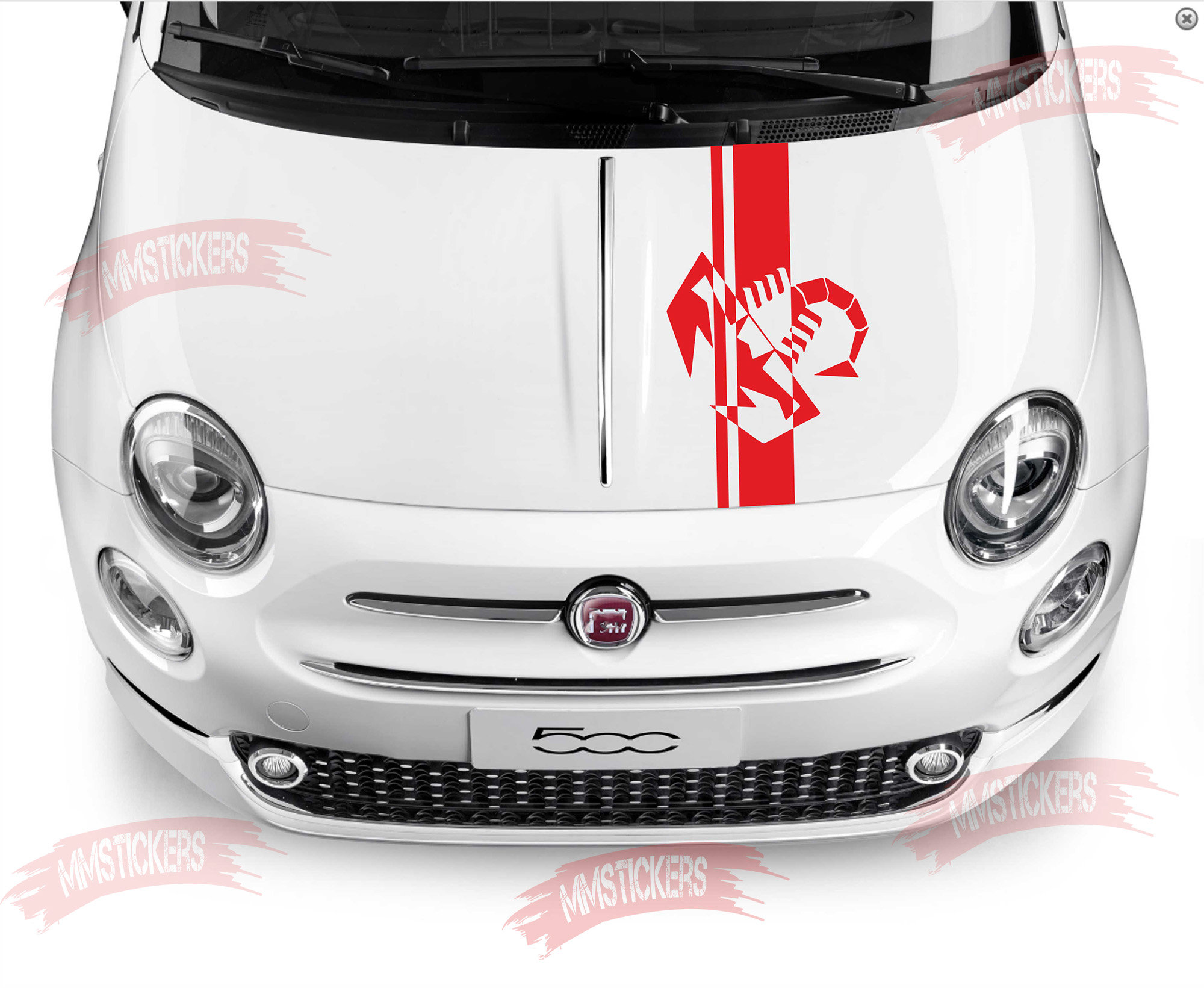 Sticker for Fiat Аbarth 500 595 Hood Stripe Scorpion Stripe Racing ...