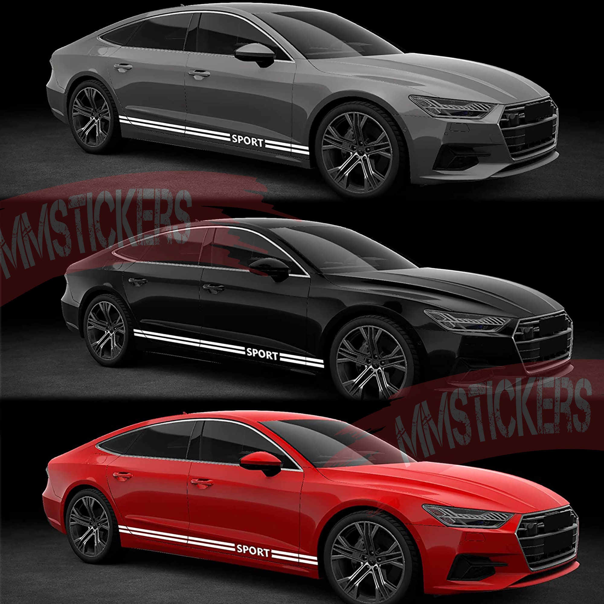 SPORT Universal Car Side Skirt Decal Stickers Body Side Sports Racing ...