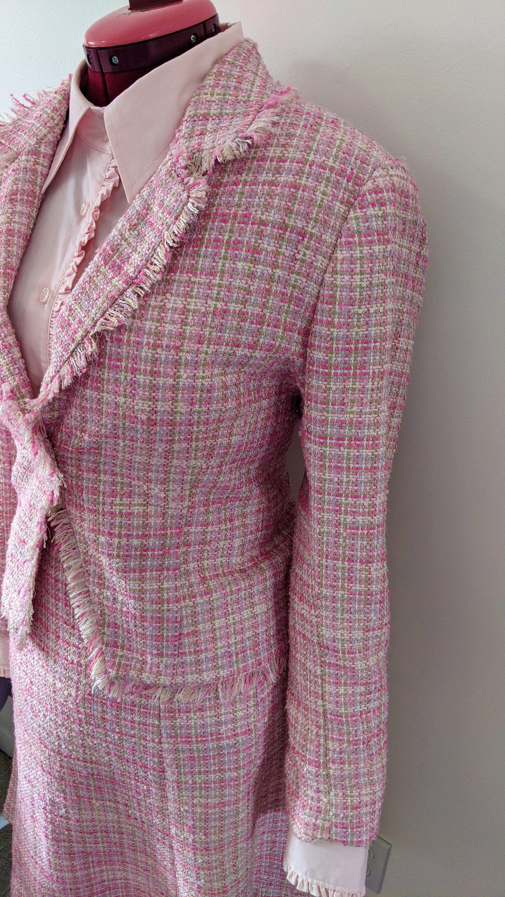Vintage Preppy Barbie Pastel and Hot Pink Tweed Blazer & Skirt Set - Etsy