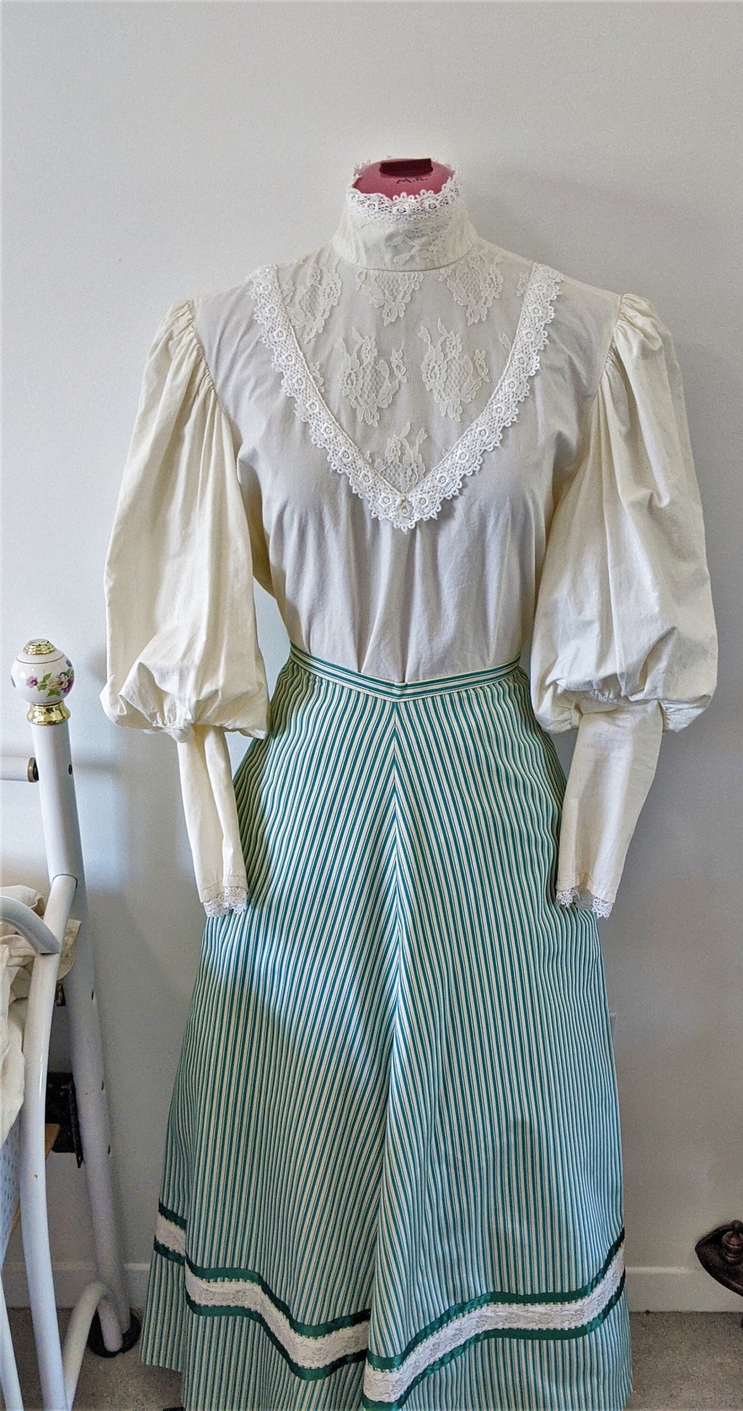 Vintage Handmade 1980's Victorian Revival Leg-of-mutton Sleeve Ivory ...