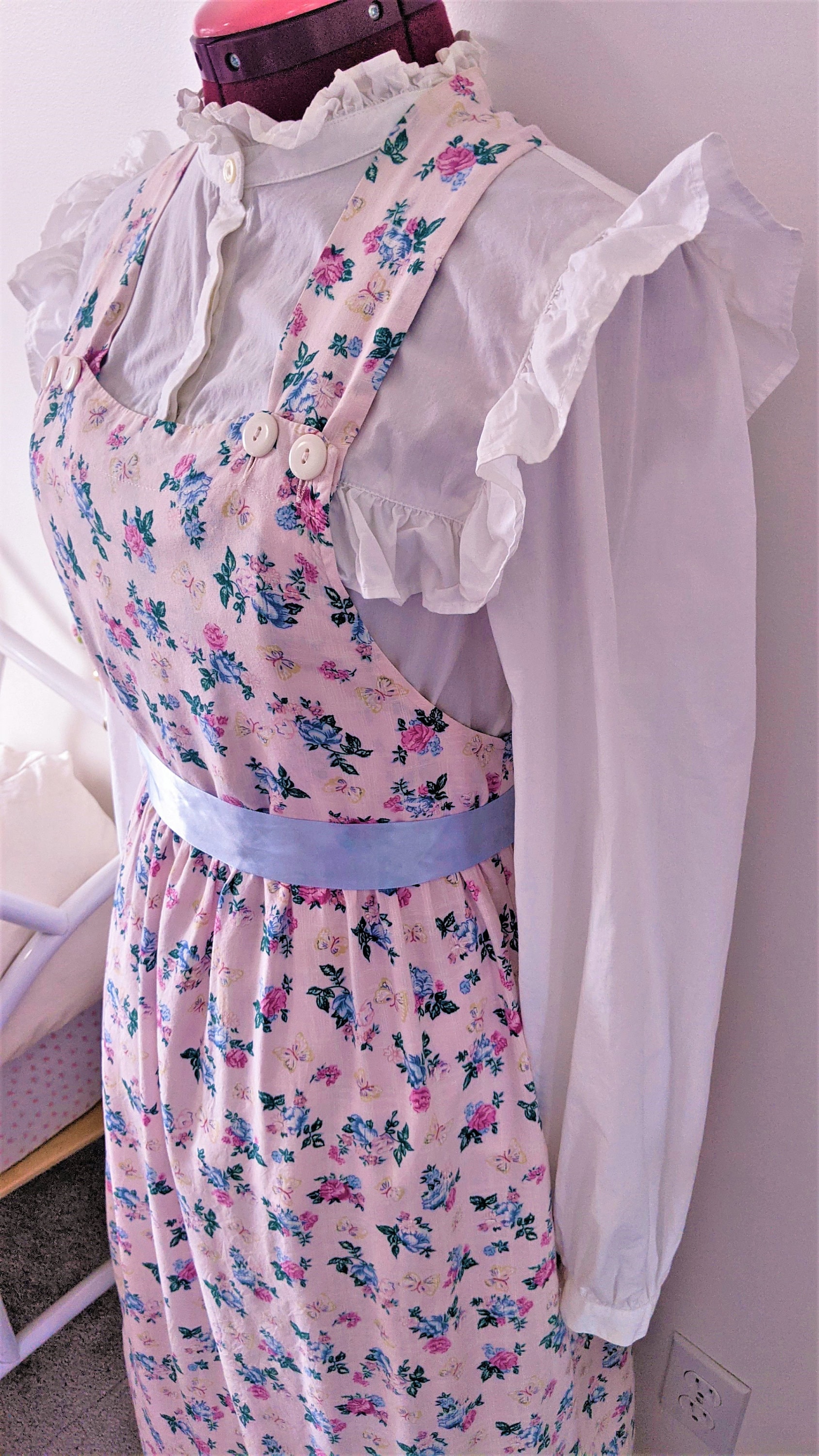 Vintage Pastel Pink Floral Cottagecore Pinafore Apron Dress - Etsy