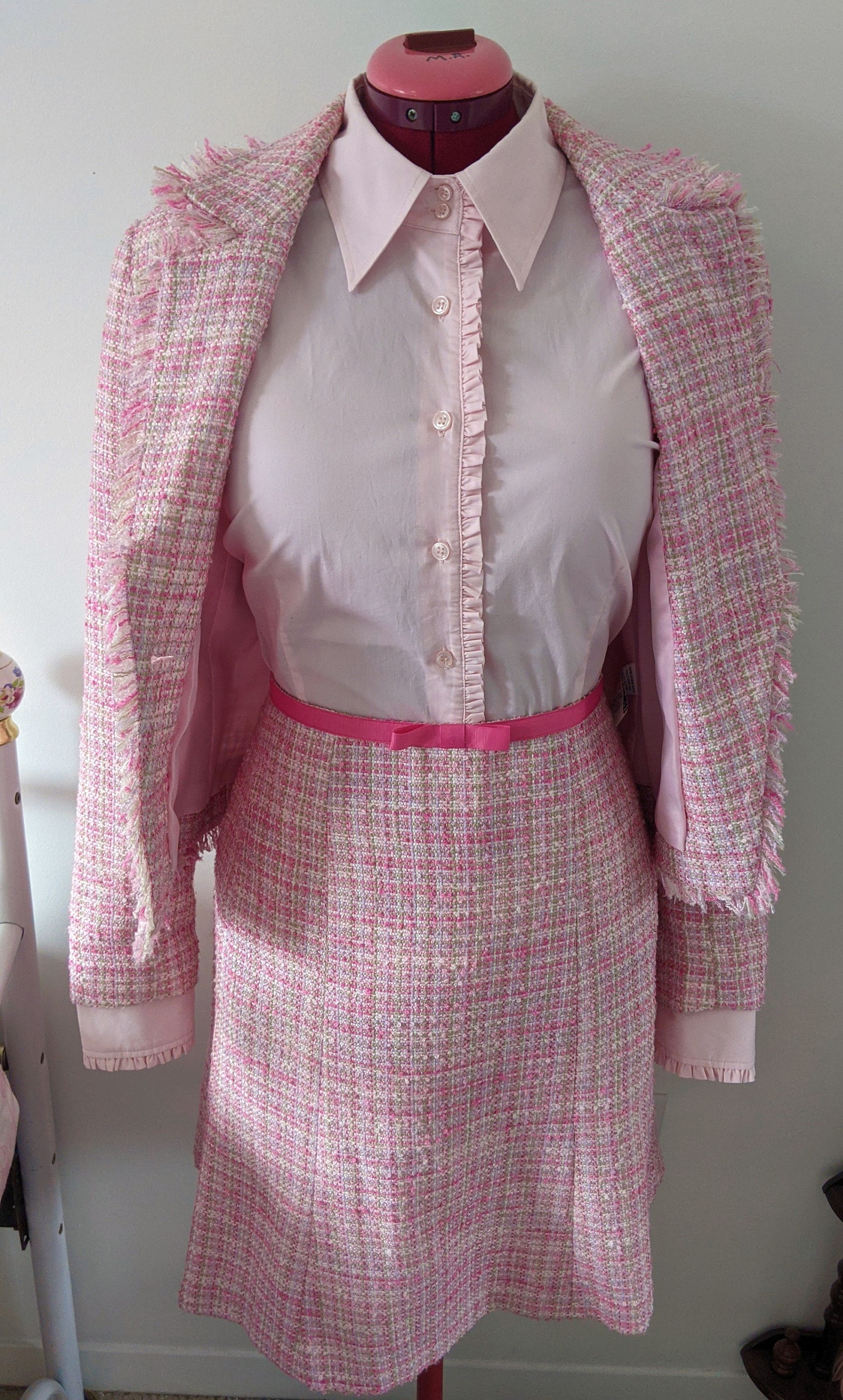 Vintage Preppy Barbie Pastel and Hot Pink Tweed Blazer & Skirt Set - Etsy