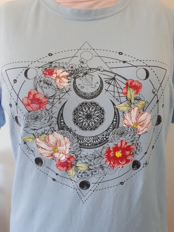 Pastel Goth Floral Moon Phases T-shirt - Gem