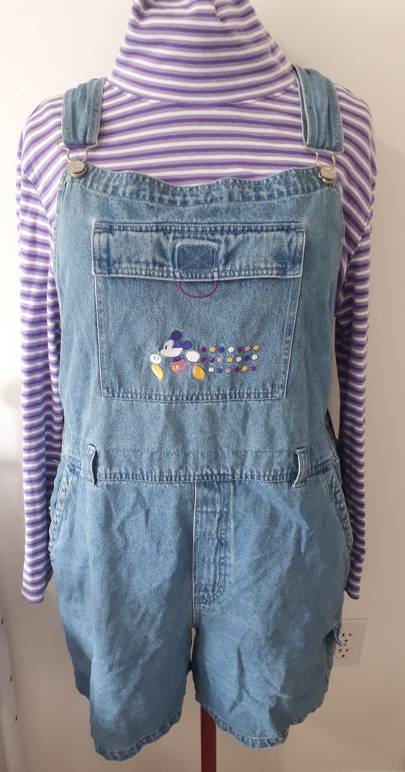 Vintage Pastel Mickey Kawaii Y2K 90s Denim Shortalls … - Gem