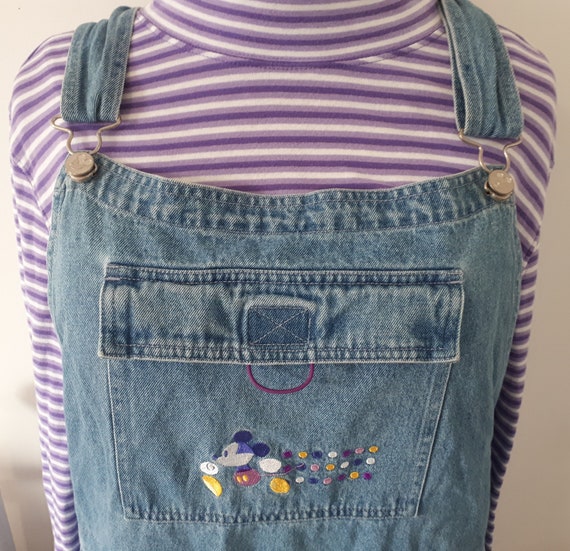Vintage Pastel Mickey Kawaii Y2K 90s Denim Shortalls … - Gem