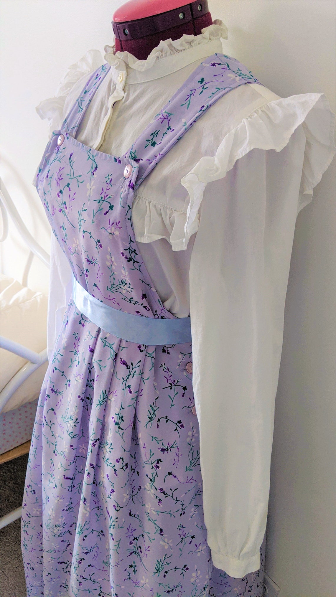 Vintage Pastel Purple Floral Cottagecore Pinafore Apron Dress - Etsy