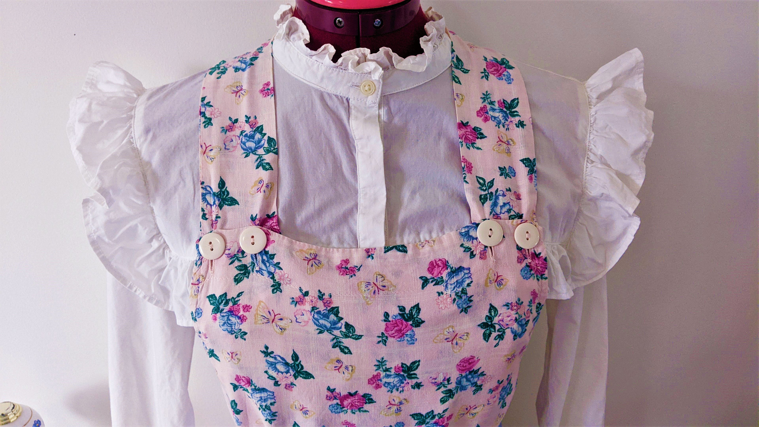 Vintage Pastel Pink Floral Cottagecore Pinafore Apron Dress - Etsy