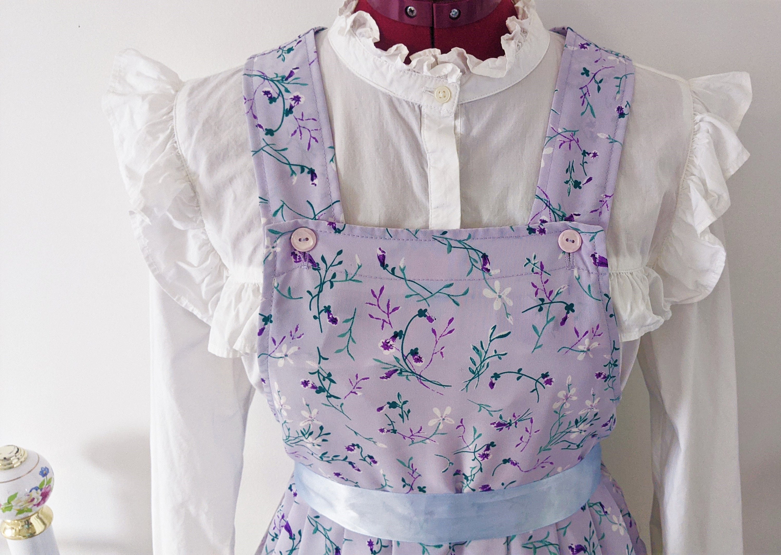 Vintage Pastel Purple Floral Cottagecore Pinafore Apron Dress - Etsy