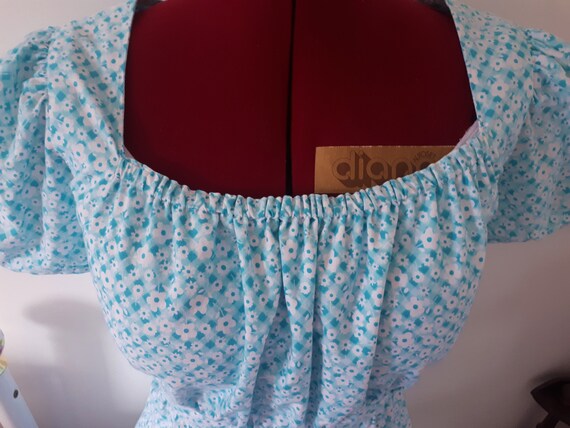 Pastel Blue Cottagecore Gingham Floral Lolita Babydol… - Gem