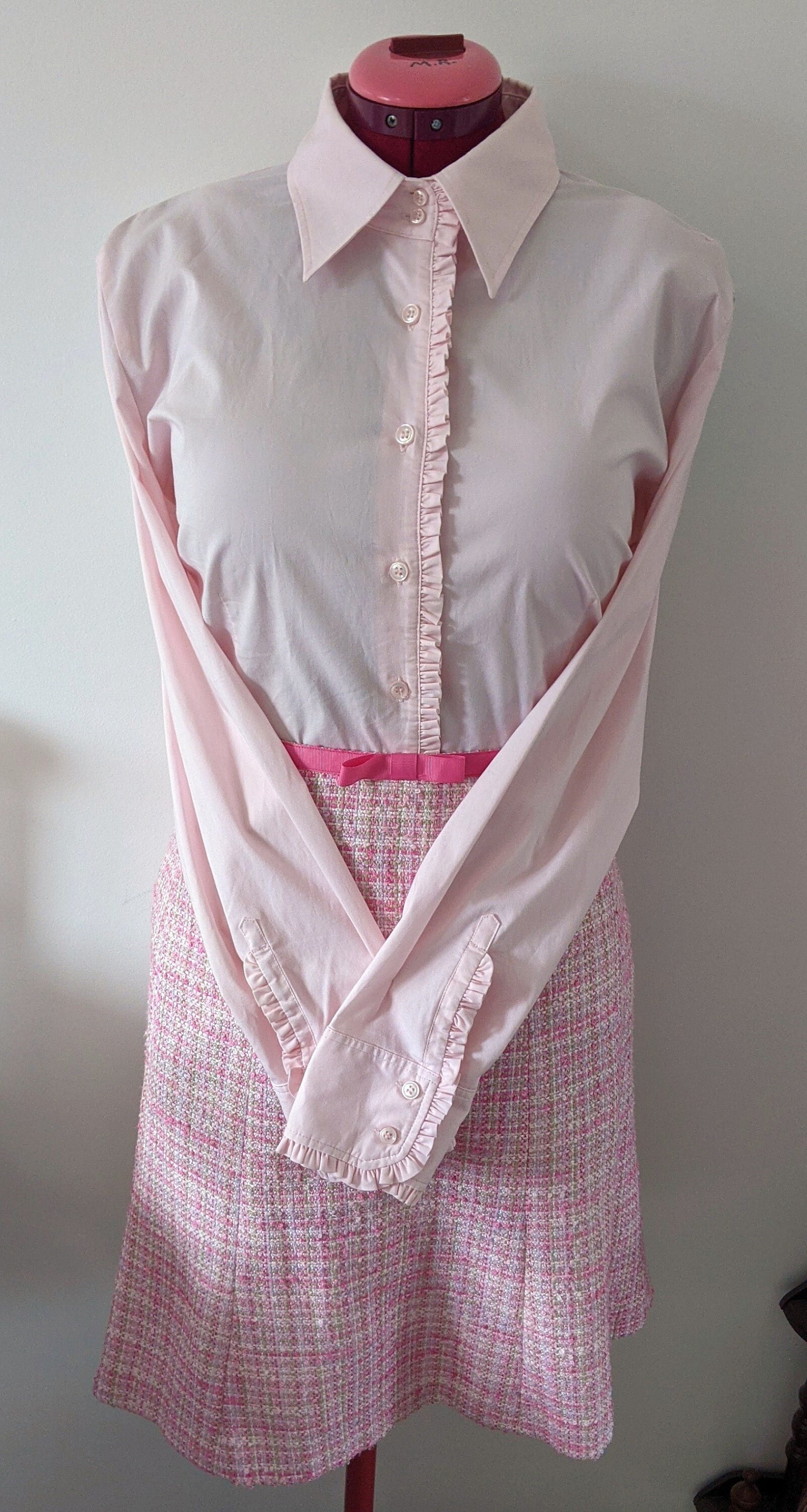 Vintage Preppy Pastel Pink Ruffley Button Down Blouse - Etsy