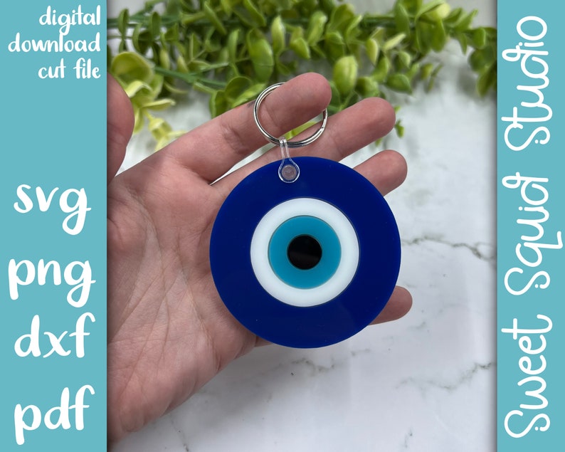 Evil Eye Keychain Layered Acrylic SVG PNG DXF Pdf File | Laser Cut ...