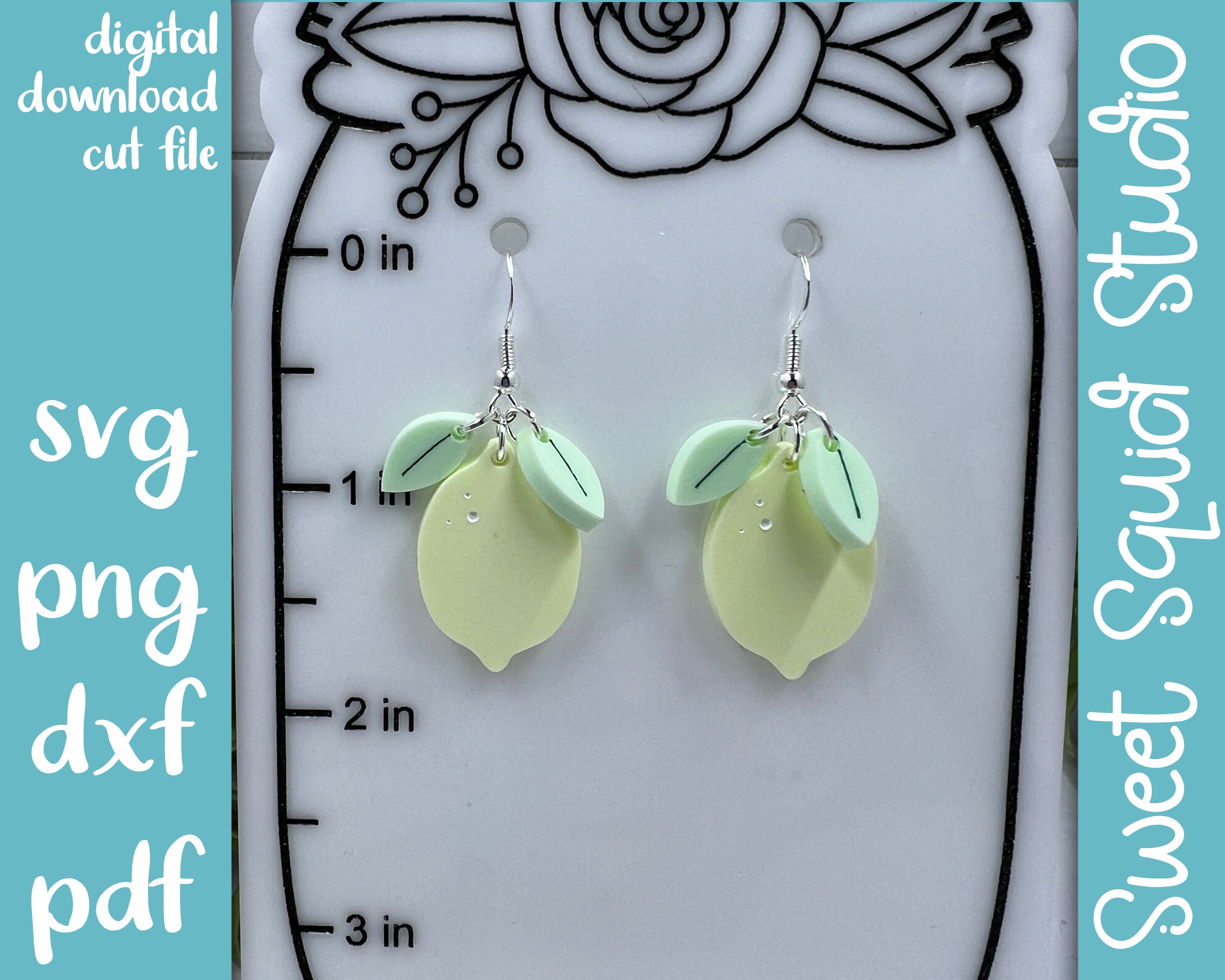 Lemon Dangle Earrings SVG PNG DXF Pdf File | Laser Cut Earring File - Etsy