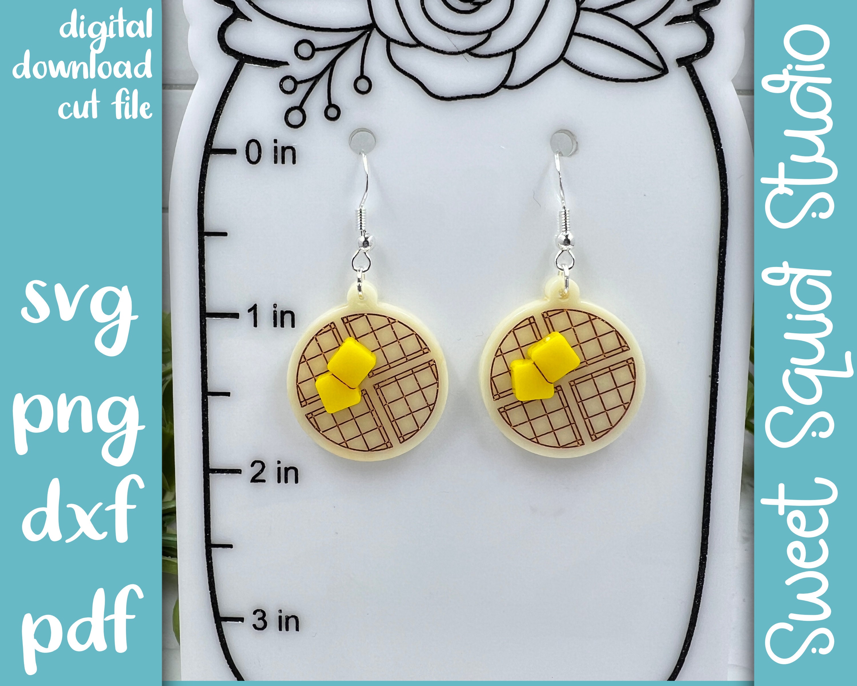 Waffle Earrings Acrylic Score and Cut SVG PNG DXF Pdf File Laser Cut ...
