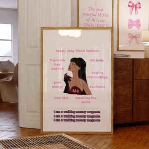 Affirmation Wall Art Coquette Room Decor,femme Fatale Print,goddess ...