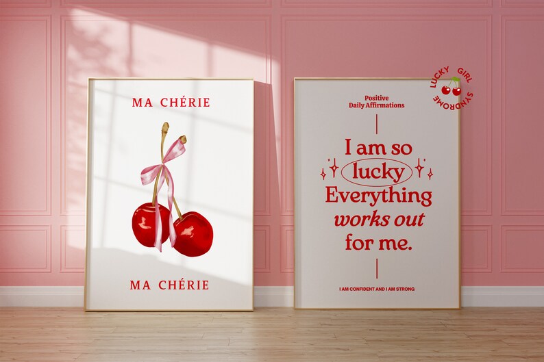 Cherry Poster, Retro Wall Art, Funky Wall Decor, Cherry Wall Art ...