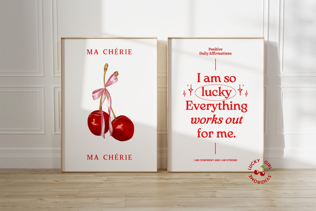 Cherry Poster, Retro Wall Art, Funky Wall Decor, Cherry Wall Art ...