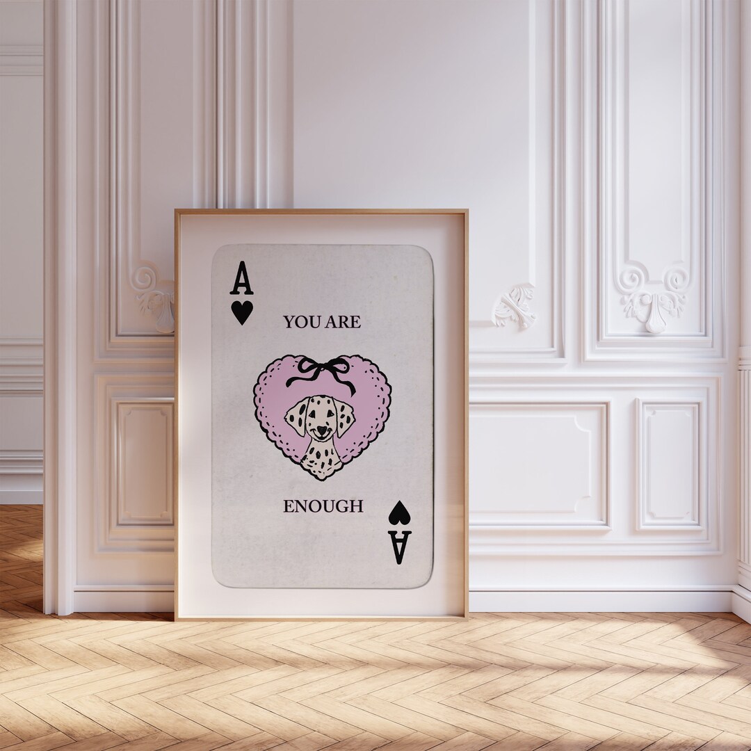 Ace of Hearts Cute Poster Positive Wall Art Lucky You Print Preppy ...