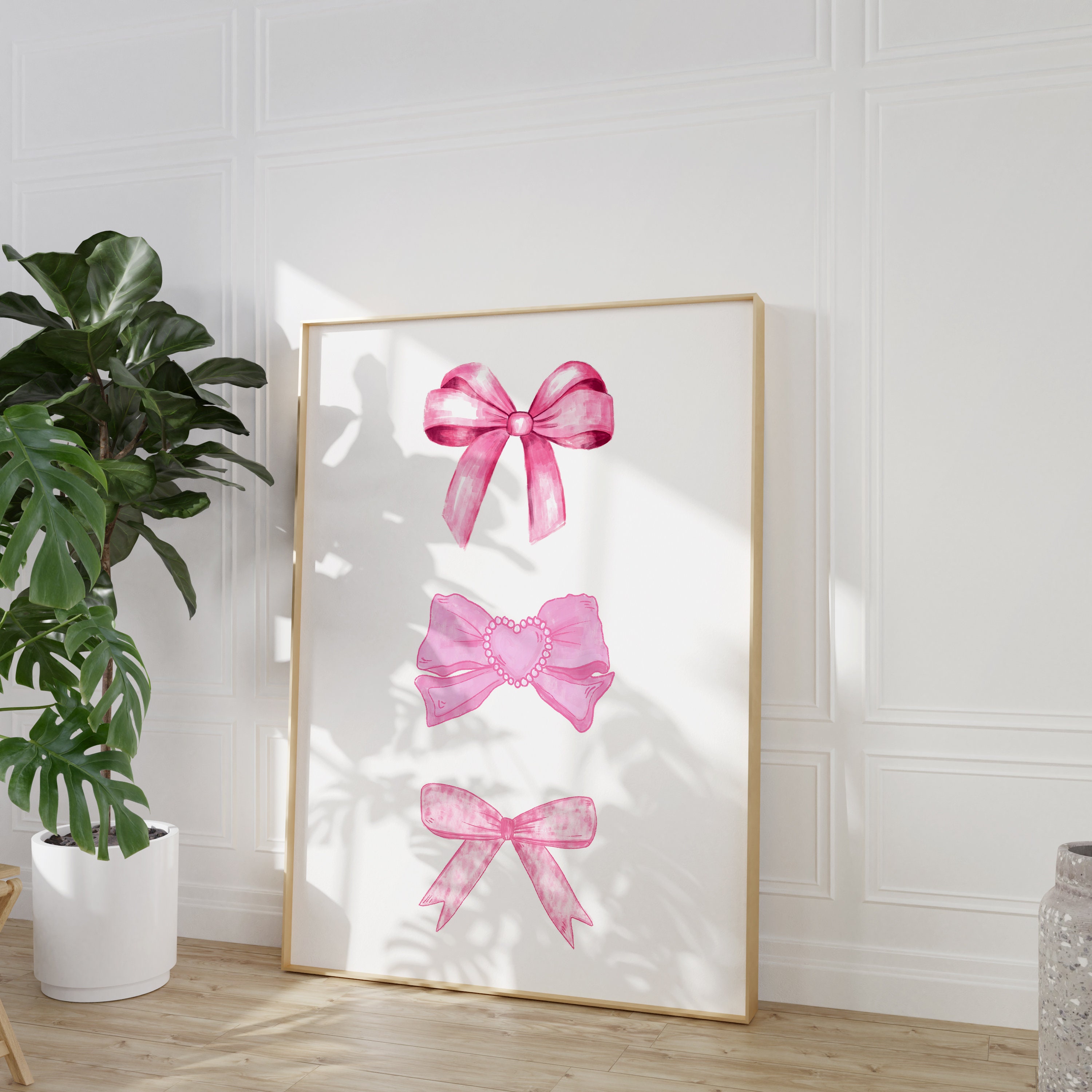 Trendy Pink Bows Wall Art Set of 2, Coquette Room Decor, Coquette Bow ...