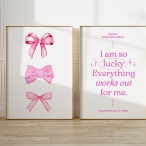 Trendy Pink Bows Wall Art Set of 2, Coquette Room Decor, Coquette Bow ...