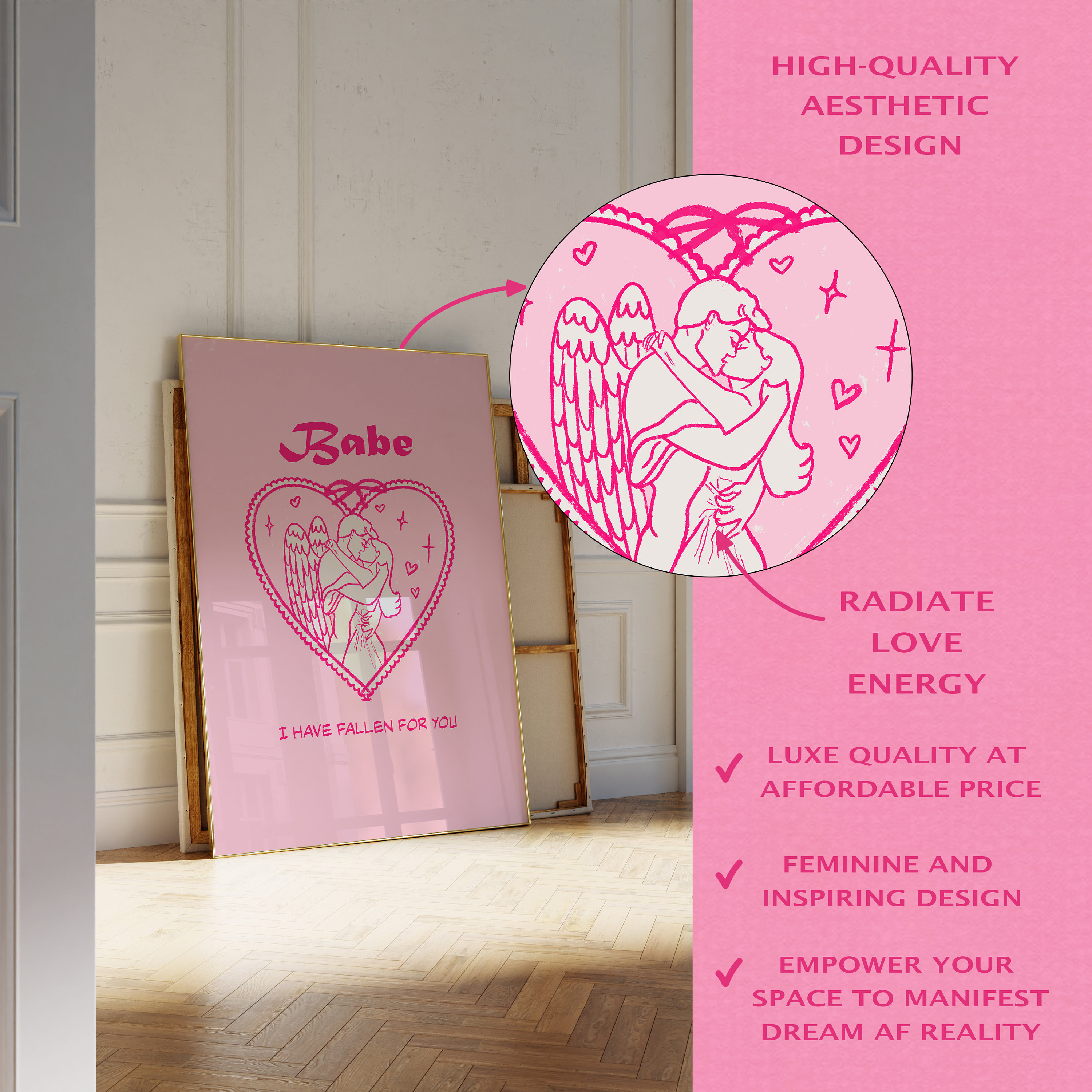 PINK RIBBON POSTER Cute Pink Aesthetic Poster That Girl Pink Angel Wall ...