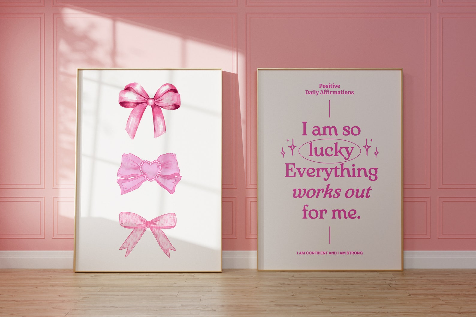 Trendy Pink Bows Wall Art Set of 2, Coquette Room Decor, Coquette Bow ...