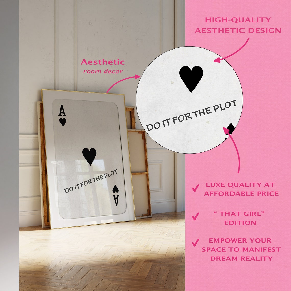 Ace of Hearts Poster, Do It for the Plot, Queen of Hearts Wall Art ...