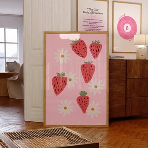 Strawberry Print Digital Download Retro Strawberry Fields Poster Flower ...