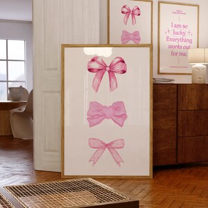 Trendy Pink Bows Wall Art Set of 2, Coquette Room Decor, Coquette Bow ...