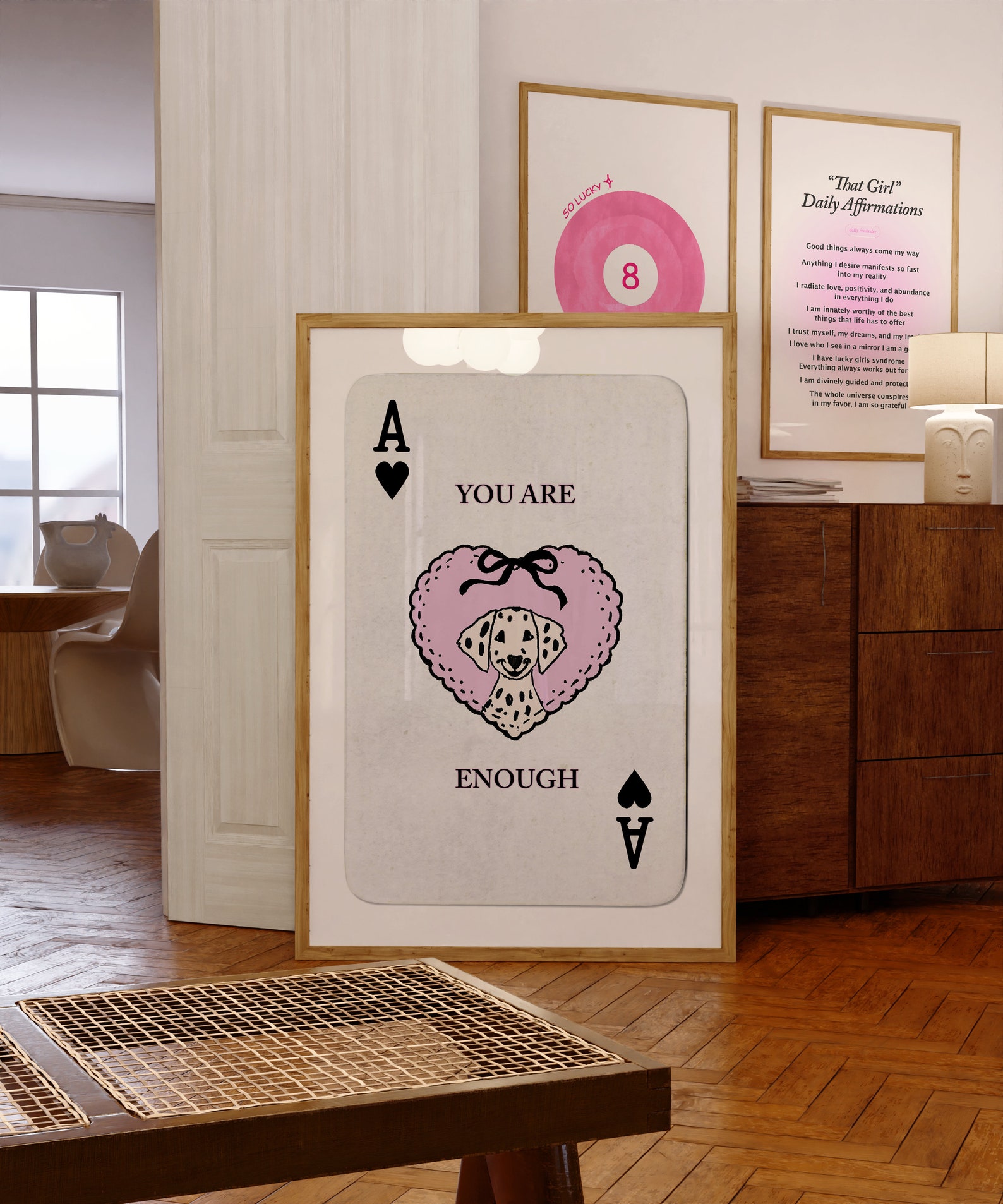 Ace of Hearts Cute Poster Positive Wall Art Lucky You Print Preppy ...