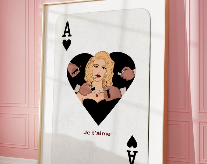 Pink Wall Art Prints Ace Card Poster Girly Wall Decor Dorm Apartment ...