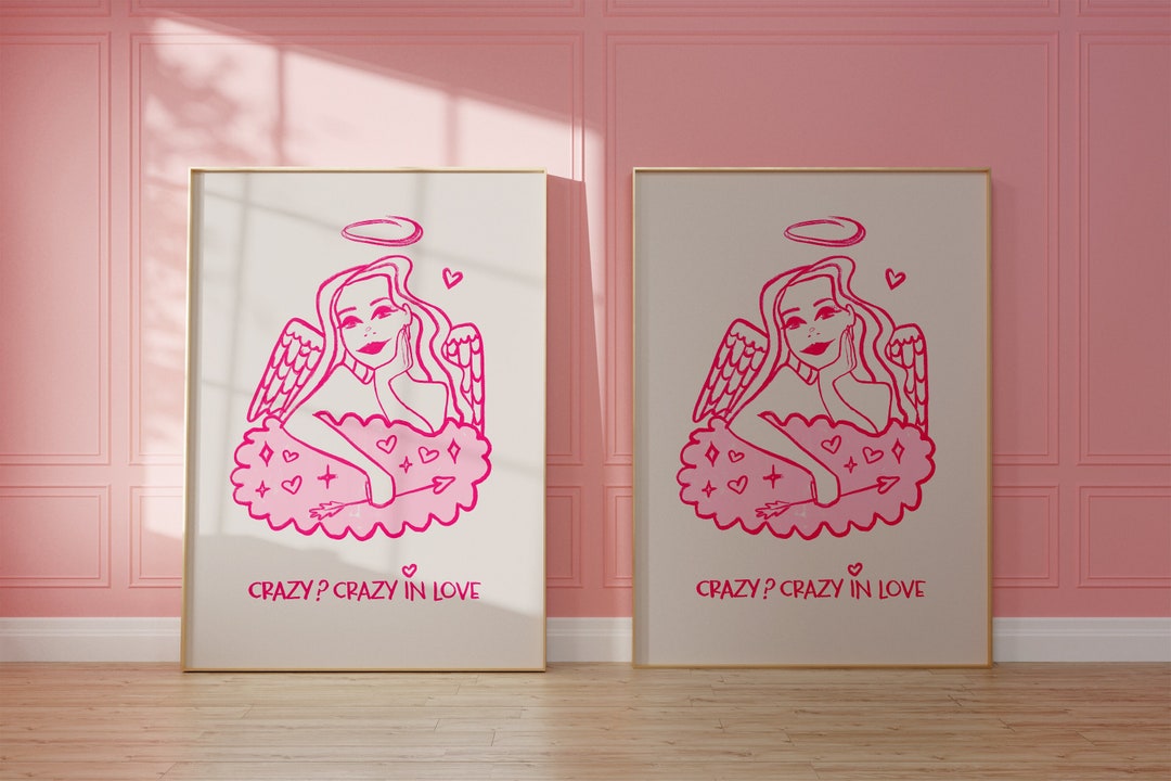 CUTE CUPID POSTER Aesthetic Trendy Wall Art Pink Prints Girl Retro ...