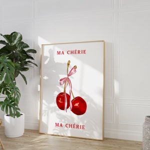Cherry Poster, Retro Wall Art, Funky Wall Decor, Cherry Wall Art ...