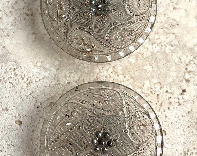 Pair of Clear Glass Buttons. - Etsy