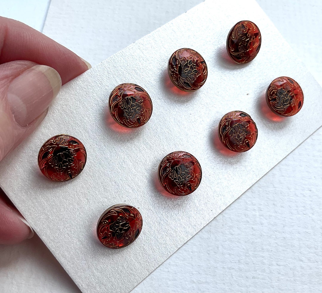 Set of 8 small rose tinted glass buttons. - Etsy 日本