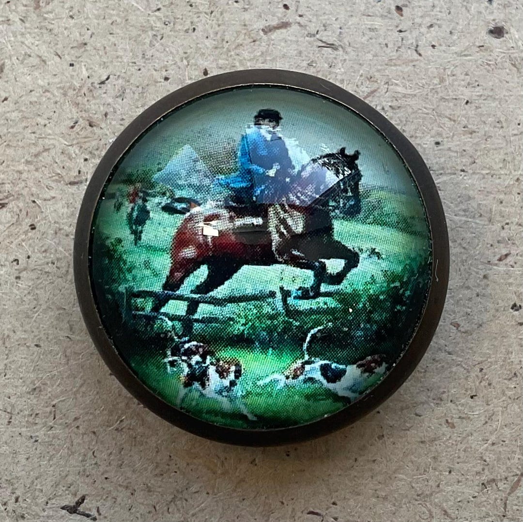 High Domed Glass Button of a Hunt Scene. - Etsy