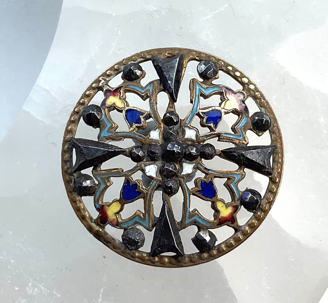 Enamel and Cut Steel Openwork Button. - Etsy