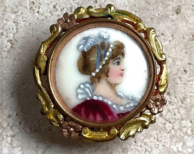 Enamel Hand Painted Portrait Button. - Etsy