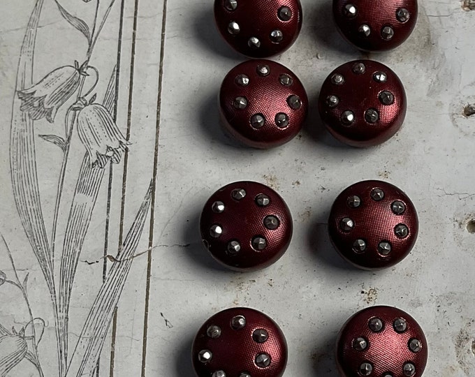 Card of 8 Red Metal Buttons With Cut Steels. - Etsy