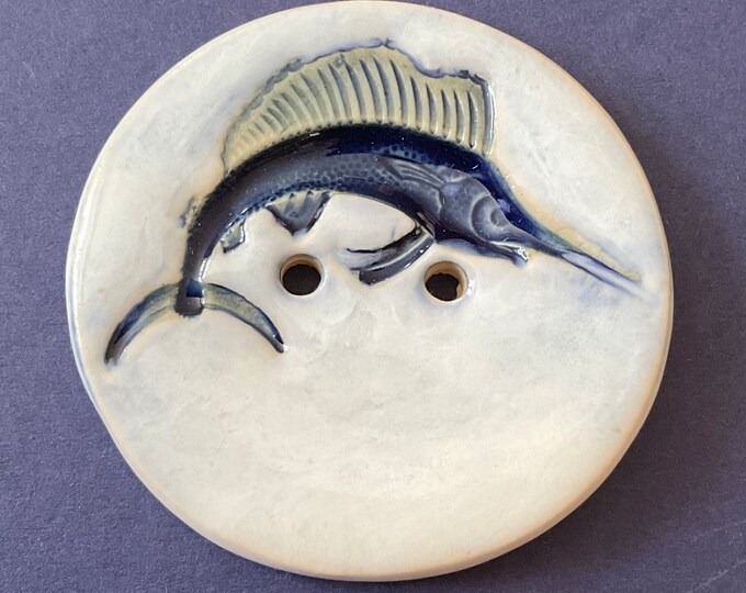 Ceramic Button of a Sail Fish Made by Laura Walker. - Etsy