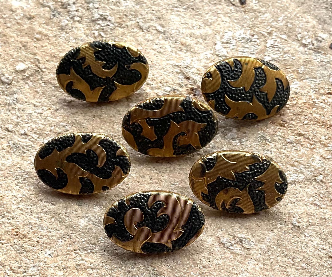 Set of 6 Patterned Small Oval Buttons. - Etsy