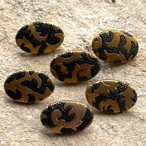 Set of 6 Patterned Small Oval Buttons. - Etsy