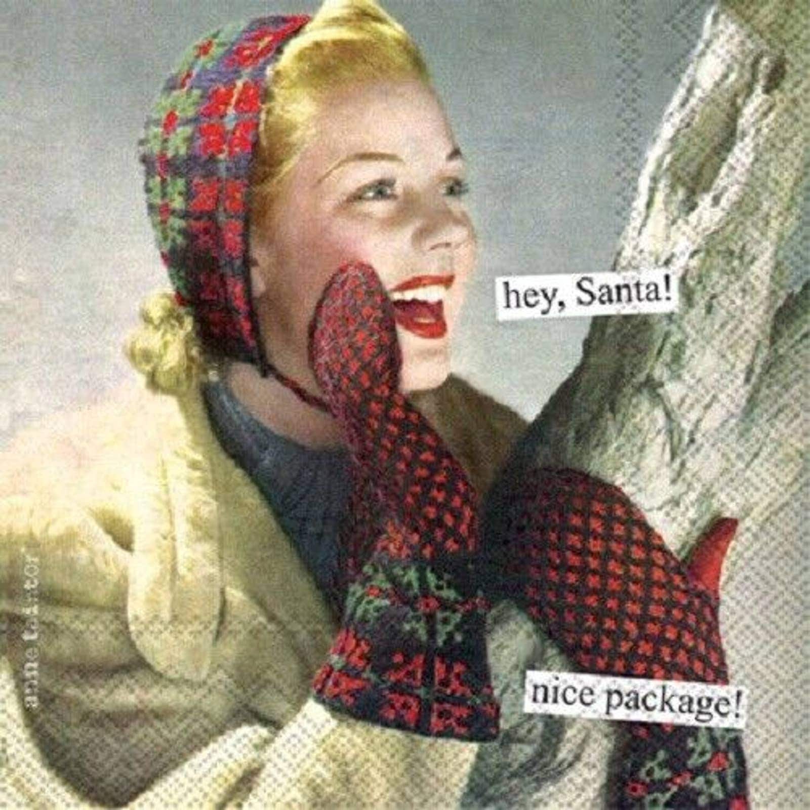 Hey Santa Nice Package Retro Cocktail Napkins - Etsy