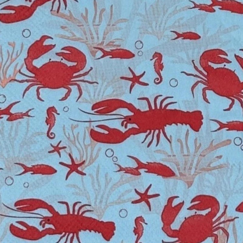Crab and Lobster Napkins - Etsy