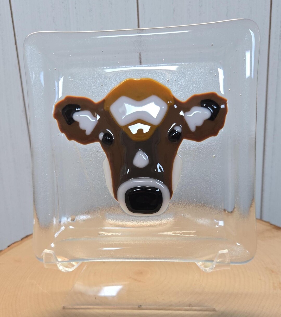 Fused Glass Brown Cow Functional Plate - Etsy