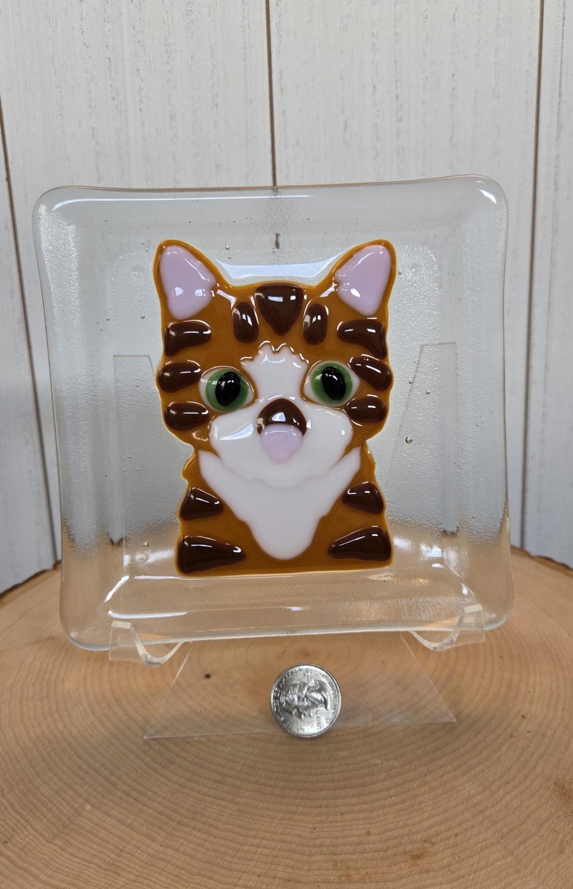 Handmade Fused-glass Yellow Tabby Cat Plate (5.5 Inch) - Etsy