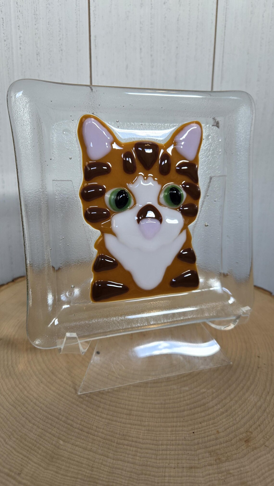 Handmade Fused-glass Yellow Tabby Cat Plate (5.5 Inch) - Etsy