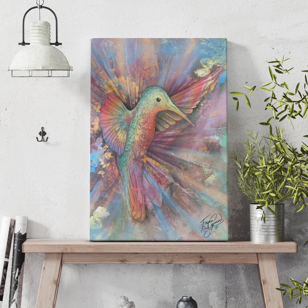 Hummingbird Art Print, Psychedelic Decor for Her, Spiritual Nature ...